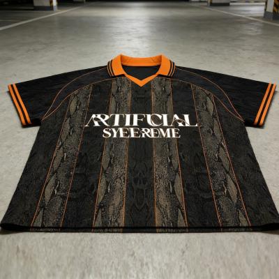 China High Quality Custom logo Soccer Jersey Club America Vintage Oversize Retro Striped Black Crop Top Boxy Fit Football Uniforms for sale