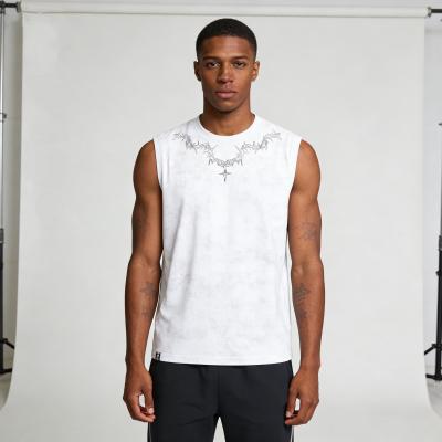 China Custom Men's Print logo Tank Tops Ribbed Cotton Summer Singlet Sport Men Loose Muscle Acid Wash Singlet Vest for Men Clothing for sale