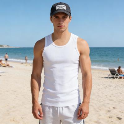 China Custom Plain Cheap Gym Loose Muscle Solid Color Elastic Cotton Vest Wholesale Singlet DTG Printing Men's Tank Tops for Summer for sale