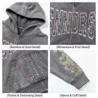 China Wholesale Custom Rhinestone Digital Printing Logo Vintage Heavyweight Hoodie Men 100%Cotton for sale