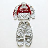 China Custom Nylon Screen Print Logo Straight Leg Pants Zip up Sweatshirt Two Piece for sale