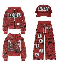 China Manufacturer Custom Sweatsuit | Rhinestone Streetwear Tracksuit | Oversized Baggy Cropped Acid Wash Flared Sweatpants and Hoodie Set for sale