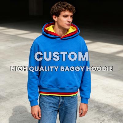 China Heavyweight French Terry 100% Cotton 450 500 Gsm Men's Hoodie Custom Triple Layer Pullover Boxy Blank High Quality Baggy Hoodie for sale