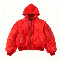 China Mingarment Custom Streetwear Hooded Bomber Jacket | Acid Wash Vintage Black Hooded Bomber Jacket for Men | OEM/ODM Streetwear Factory for sale