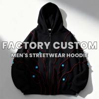 China Mingarment Custom Eye Embroidery Zip Up Hoodie | Men's Acid Wash Streetwear Oversized Hoodie, OEM/ODM Dark Gothic Graphic Sweatshirt for sale