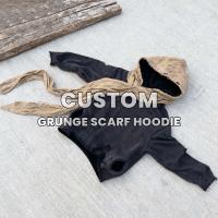 China Mingarment Custom Deconstructed Scarf Strap Hoodie | Men's Destroyed Distressed Cutout Cropped Streetwear Sweatshirt | OEM ODM Avant Garde Washed Vintage Outerwear for sale