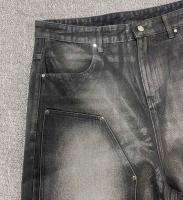 China Tianan Custom High Quality Oversize Men's Jeans Beaded Applique Washed Vintage Street Style Men's Denim Shorts for sale