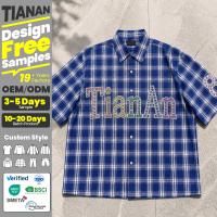 China Hot Supplier Tianan Custom Men's Plaid Print Polo Shirt Rhinestone Street Casual Vacation Short Sleeve T Shirt Shirt for Men for sale