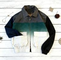 China Apparel Manufacturer Custom High Quality Men's Vintage Washed Gradient Zip up Bomber Jacket Streetwear Oversized Casual Coat for sale