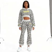 China Manufacturer Custom Cheetah Print Jogging Legging Workout Outfits Leopard Crop Top Hoodie and Sweatpants Matching Sets for Women for sale