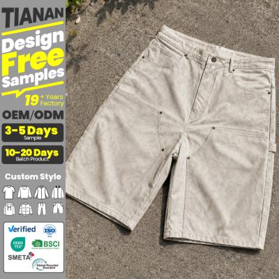 China Tianan Custom Oversized Men's Carpenter Workwear Jeans Shorts Double Knee Baggy Denim High Street Casual Streetwear Jorts for sale