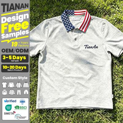 China Oversized Men's Color Block Collar Polo Shirt Star Striped Print Casual Streetwear Custom Logo Embroidered Short Sleeve Top for sale