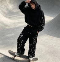 China Clothing Manufacturer Custom Unisex Tracksuit Set Oversize Heavyweight Reflective Fashion Line Pattern Street Sports Tracksuit for sale