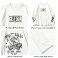 China Custom 100% Cotton Men T Shirt Cropped Cut Long Sleeve Patch Embroidered Distressed Graphic Casual Tee Sweatshirt Manufacturer for sale