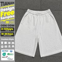 China Brand Custom Summer Jogger Sweat Shorts Spandex Polyester Baggy Distressed Streetwear High Quality Rhinestone Shorts for Men for sale