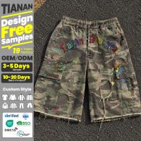 China OEM Manufacturer Custom Utility Pocket Camo Distressed Ripped All Over Print Camouflage Jorts Cargo Jeans Denim Shorts for Men for sale