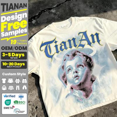 China Hot Supplier Fast Custom 240 Grams 100% Cotton Y2k Streetwear Oversized Men T-shirt Eco-Friendly Silk Printed Boxy t Shirts for sale