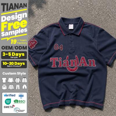 China Brand Hot Supplier Men's Polo Shirts Custom High Quality Oversized Embroidery Logo Casual Streetwear T Shirt for Men Cotton for sale