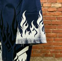 China Custom Men Luxury Oversized Flame Print Graphic Tee Y2K Streetwear Drop Shoulder Cotton T-Shirt Hip Hop Casual Short Sleeve Top for sale