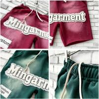 China TIANAN OEM Custom Men's Streetwear Shorts Acid Wash Patchwork Embroidery Rhinestone Drawstring Loose Cotton Athletic Shorts for sale
