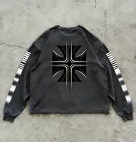 China TianAn Custom 100% Cotton Streetwear Men's Gothic Print Oversized Long Sleeve Crew Neck Dropped Shoulders Tee Casual Shirt for sale