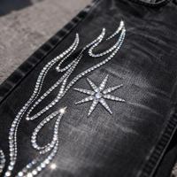 China Apparel Hot Supplier Tianan Custom Men's Rhinestone Baggy Jeans High Quality Stone Wash Retro Streetwear Denim Pants for Men for sale