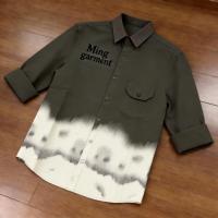 China Custom Men Oversized Tie-dye Button Down Shirt 3/4 Sleeve Casual Streetwear Embroidery Collar Geometric Cuff Polo Shirt for Men for sale