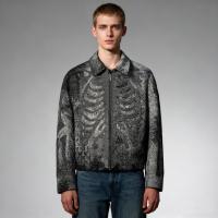 China Custom Premium Jacquard Fabric Men's Jacket OEM ODM Long Sleeve Heavyweight Turn Down Collar Casual Winter Pattern Decoration for sale