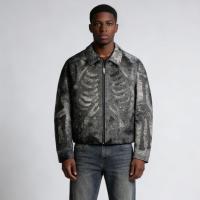China Custom Premium Jacquard Fabric Men's Jacket OEM ODM Long Sleeve Heavyweight Turn Down Collar Casual Winter Pattern Decoration for sale