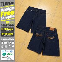 China TianAn Premium Custom Denim Shorts Men Baggy Streetwear Embroidery Logo Vintage Washed High Quality Jean Shorts Manufacturer for sale