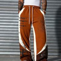 China Hot Supplier Custom High Quality Men Sweatpants Drawstring Color Block Loose Cotton Brand Sweatpants for sale