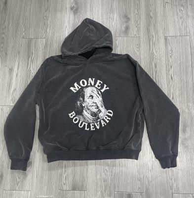 China Manufacturer Wholesale High Quality Blank Street Zip up Hood for Men Vintage Washed Distress Embroidery Boxy Fit Printing Hoodie for sale
