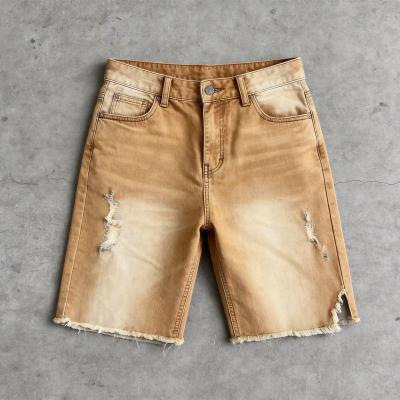 China Low Price Clothing Manufacturer Custom Brand Streetwear Men's Jeans Vintage Washed Ripped Oversize Boxy Men's Denim Shorts for sale