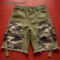 China Manufacturer Wholesale Custom Logo Distressed Streetwear Denim Camo Casual Shorts Men Vintage Washed Patch Y2K Oversized Jeans for sale