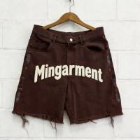China Low Price Custom Logo Men's Jeans Wholesale Streetwear Patchwork Rhinestone Vintage Boxy Distressed Plus Size Men's Denim Shorts for sale