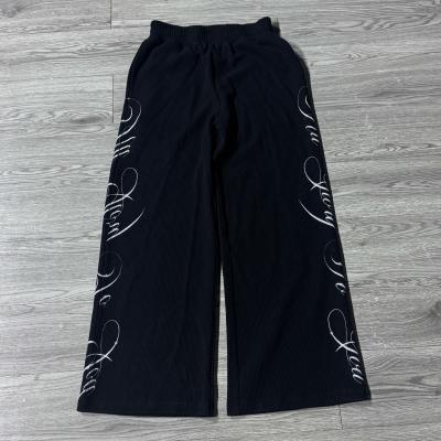 China Dongguan Manufacturer Custom Baggy Waffle Fabric Men's Casual Pants High Quality Sweat Wide Leg Sports Flared Mens Sweatpants for sale