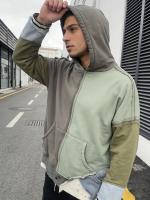 China Top Quality Crop Patchwork 450gsm  Hoodies Custom All logo Craft Y2K Casual Pullover Hoodie Sweatshirts for Men for sale