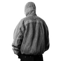 China Men’s Vintage Washed Grey Balaclava Hoodie | Half Zip Seamed Stitch Detail | Oversized Techwear Tactical Streetwear Pullover for sale