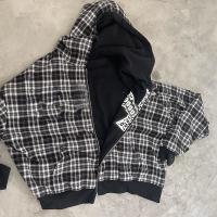 China Mingarment Reversible Plaid Zip Up Hoodie | Men's Acid Wash Leopard Gothic Patchwork Oversized Streetwear Sweatshirt, OEM ODM Two Sides Wear Vintage Outerwear for sale