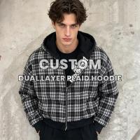 China Mingarment Reversible Plaid Zip Up Hoodie | Men's Acid Wash Leopard Gothic Patchwork Oversized Streetwear Sweatshirt, OEM ODM Two Sides Wear Vintage Outerwear for sale