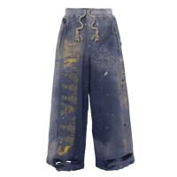 China Mingarment Vintage Distressed Tracksuit | Men's Acid Wash Splatter Print Rivet Zip Up Hoodie & Wide Leg Sweatpants 2 Piece Streetwear Set, OEM Custom Bulk Apparel for sale