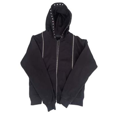 China Custom Blank Zip up Casual Acid Washed Men'S Hoodies Heavyweight Streetwear Distressed  Cotton Cropped Unisex Embroidery Hoodie for sale