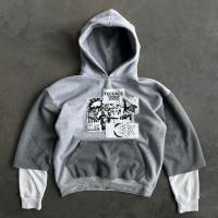 China Custom Double Layer Waffle Men'S Regular Sleeve Hoodies & Sweatshirts Pullover 100% Cotton Casual Plain Grey Embroidered Hoodie for sale