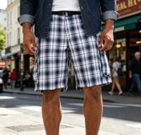 China Tianan Clothing Logo Custom Men's Plaid Cargo Shorts Multi-pocket Casual Comfortable Breathable Summer Street Shorts for Men for sale