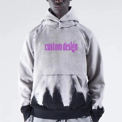 China High Quality Gradual Acid Wash Men'S Pullover Hoodies Custom Logo Fashion 100 %Cotton Heavyweight Loose Plus Size Hoodie Men for sale