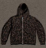 China Tianan Clothing Custom High Quality Hoodies Y2K Full Print Leopard Rhinestone Oversize 500gsm Heavyweight Zip Hoodie Cotton for sale