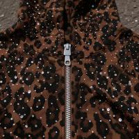 China Tianan Clothing Custom High Quality Hoodies Y2K Full Print Leopard Rhinestone Oversize 500gsm Heavyweight Zip Hoodie Cotton for sale