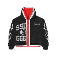 China Wholesale Heavyweight Triple Layer Screen Printing Rivet Men'S Hoodie Custom Acid Wash 450 500gsm Distressed Zip up Hoodie for sale