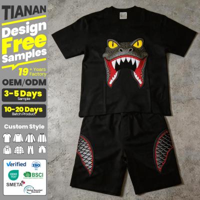 China Clothing Brand Custom Summer Casual Men T Shirt Set High Quality 3D Puff Print Breathable Comfortable Shorts Set Streetwear for sale