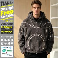 China Tianan Autumn Winter Fleece Hoodie Street Style Spliced Stripe High Neck Zipper Windproof Face Cover Comfort Jacket Hoodie for sale